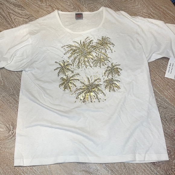 Vintage | Tops | Nwt Vintage White Shirt With Gold Glitter Pearl ...